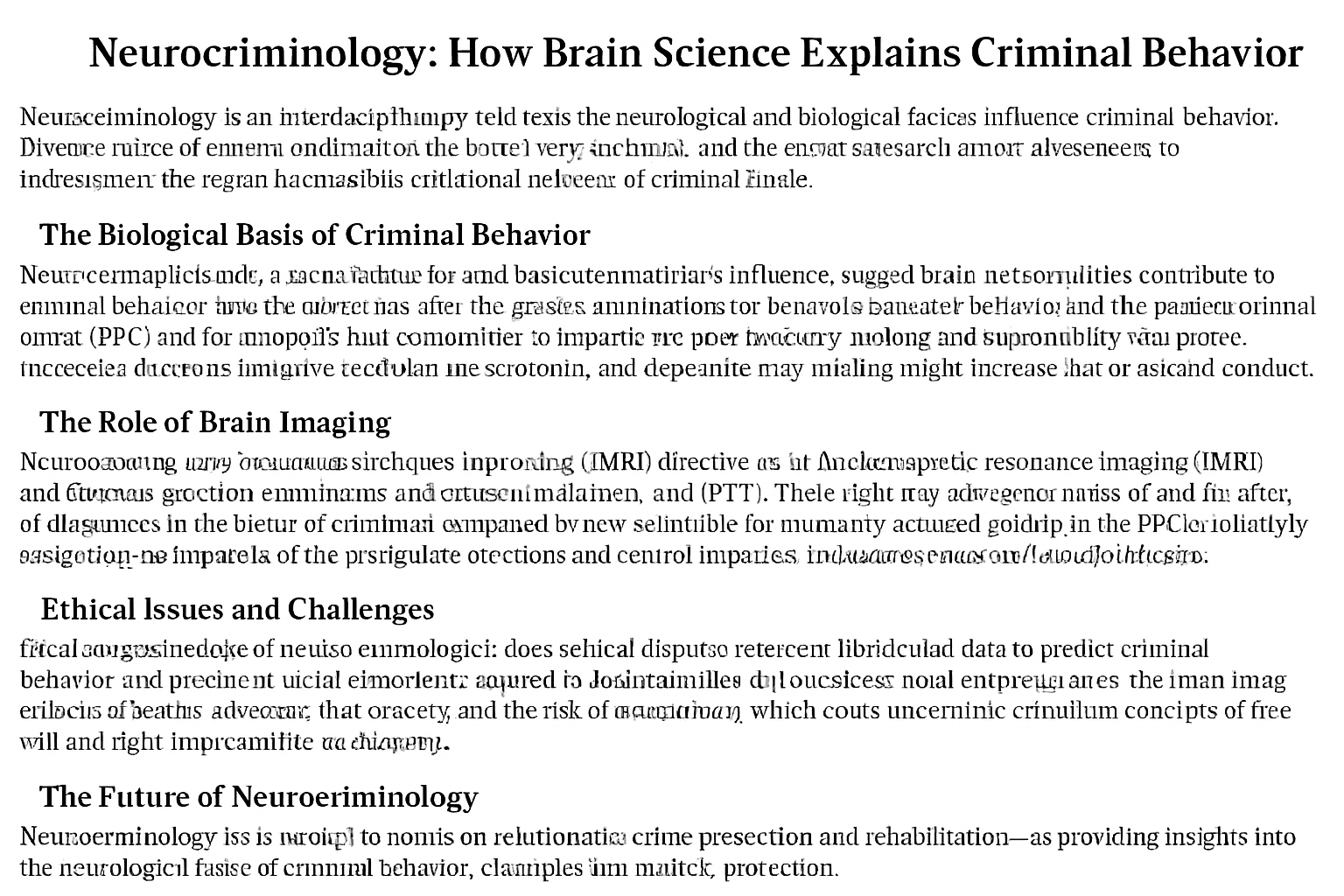 Neurocriminology: Understanding the Brain’s Role in Criminal Behavior